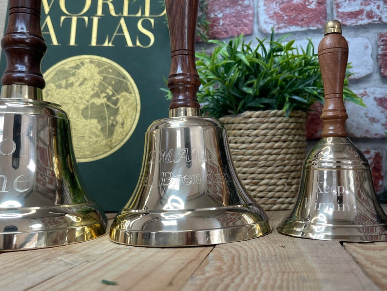 Personalised Brass Hand Bell. Engraved With Your Message - Etsy UK