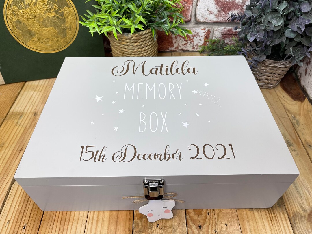 Personalised Baby Memory Box - Customised With Name and D.O.B - Perfect ...
