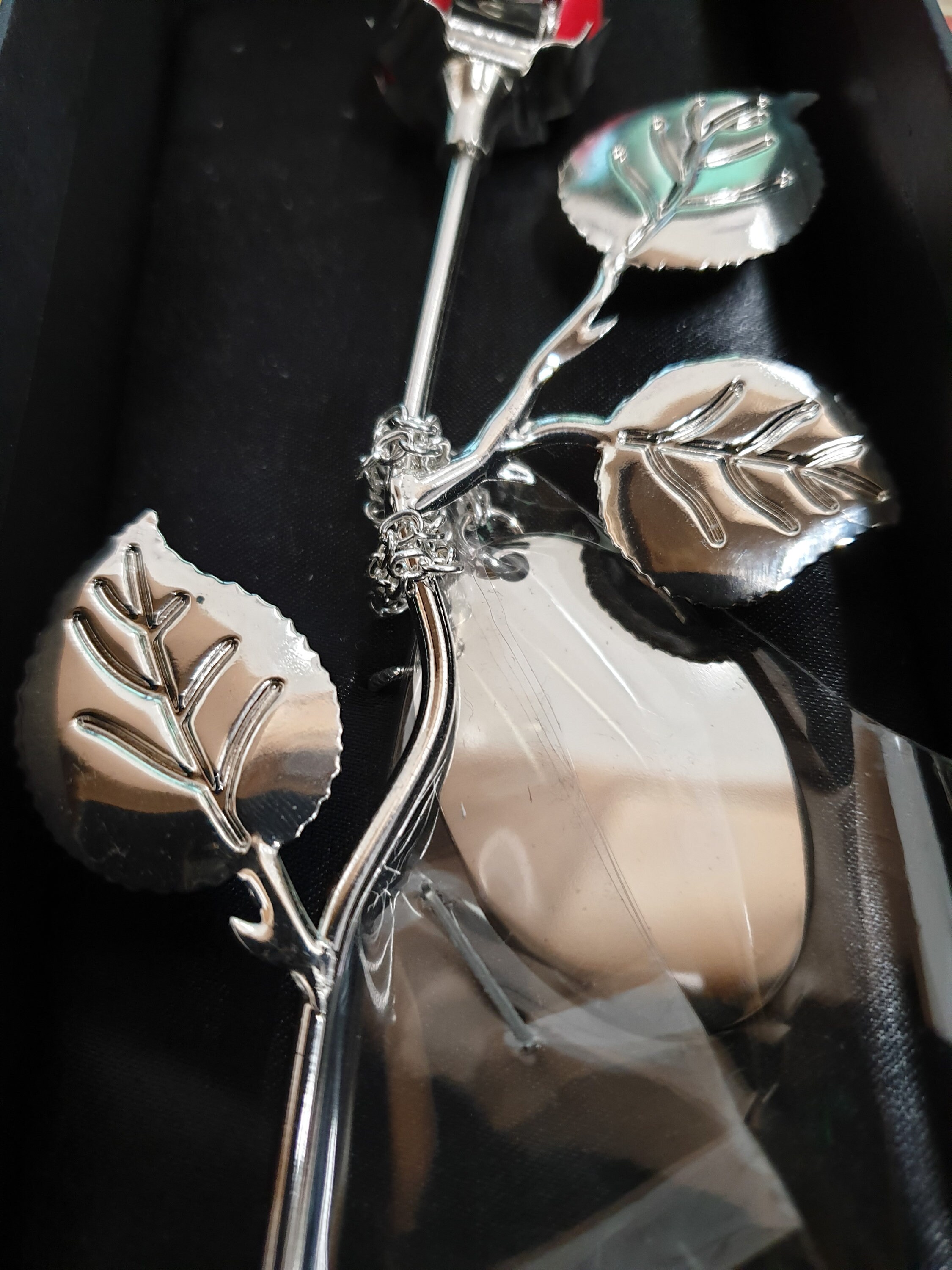 Metallic Rose in Gift Box With Tag for an Engraved Message. | Etsy UK