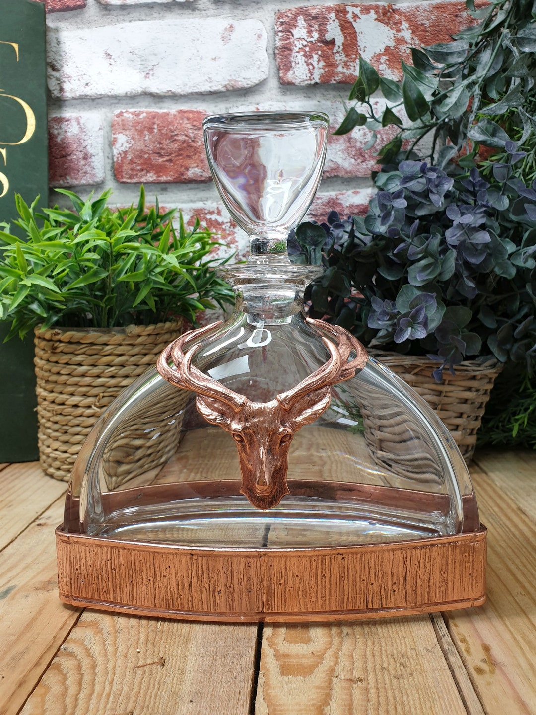 Beautiful Stag Decanter Heavyweight Copper Coloured Pewter Base ...