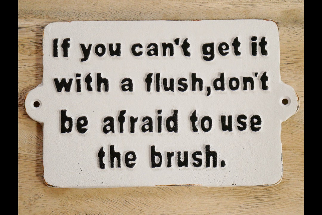 Novelty Toilet Sign use the Brush Cast Iron Sign Funny Sign Novelty ...