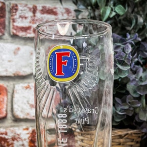 Engraved Fosters Pint Glass. Personalised With Your Message. Great for ...