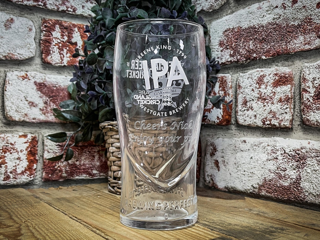 Engraved Greene King IPA Pint Glass. Personalised With Your Message ...