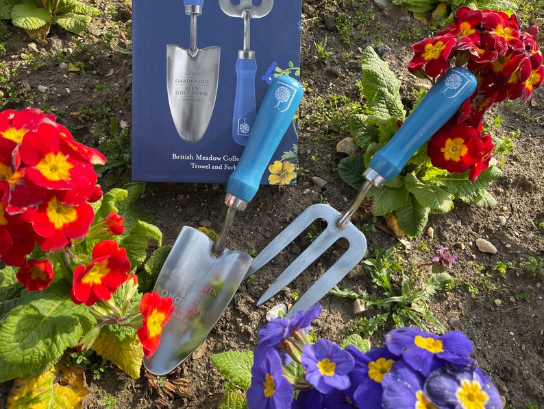 Personalised RHS British Meadow Collection Trowel & Fork Set. Your ...
