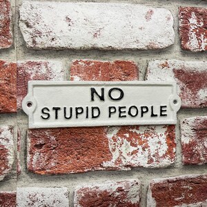 Cast Iron "no Stupid People" Sign - Novelty Plaque - Etsy