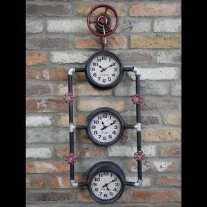 Wonderful Pipe Design Triple Wall Clock - Ideal for Industrial Loft ...
