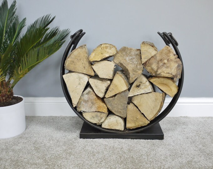 Metal Log Holder 50cm Rustic Black Oval Kindling Wood Storage - Etsy UK