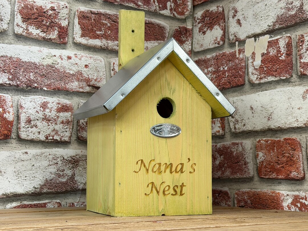 Personalised Blue Tit Nesting Box - Wall Mounted - Laser Engraved With ...