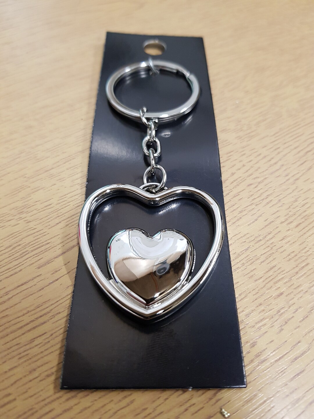 Heart in a Heart Keyring, With Engraved Tag - Any Message! - Etsy
