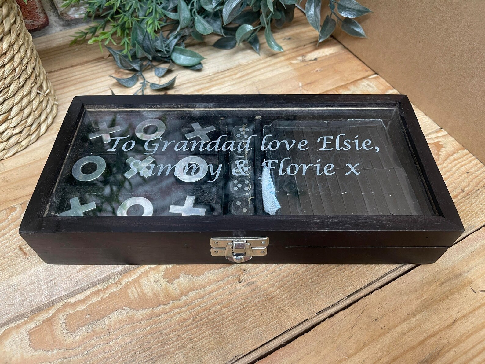 Stunning Personalised Harvey Makin Wooden Tic Tac Toe, Dominoes and ...