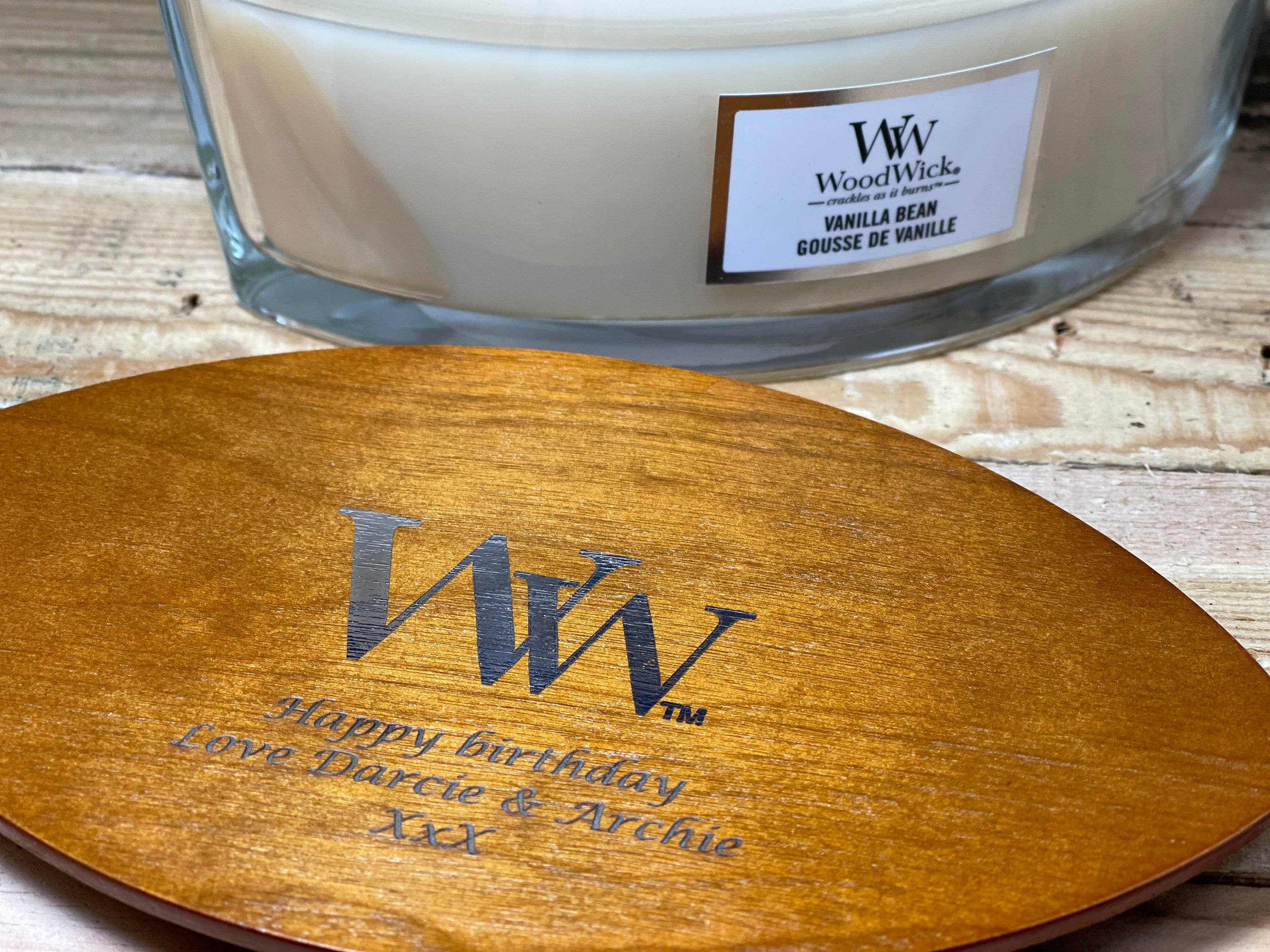 Gorgeous Personalised Woodwick Ellipse Candle Jar Vanilla | Etsy UK