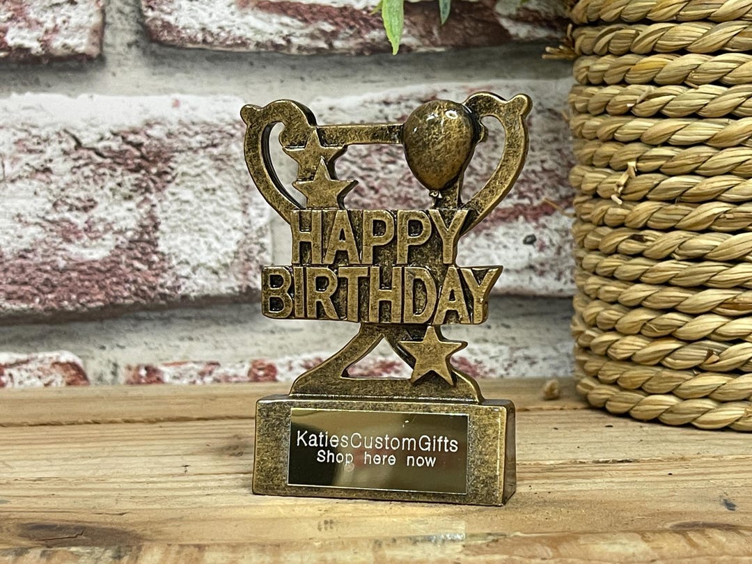 Engraved Happy Birthday Trophy - 3.25in - Great Gift for the Birthday ...