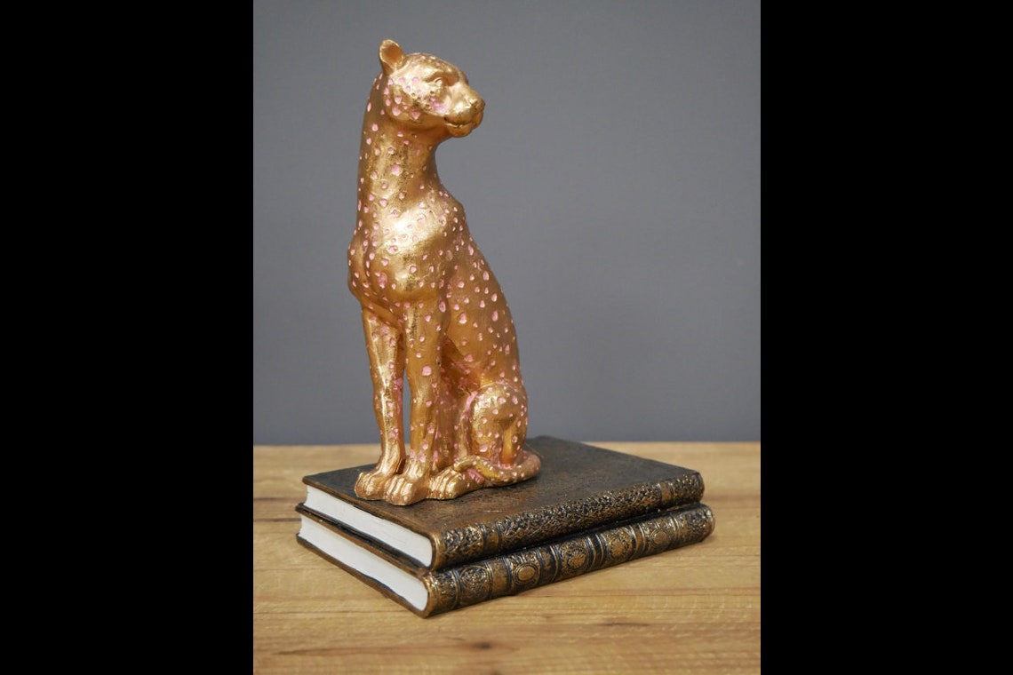 Stunning Pair of Gold/pink Leopard Bookends - Perfect for Birthday ...