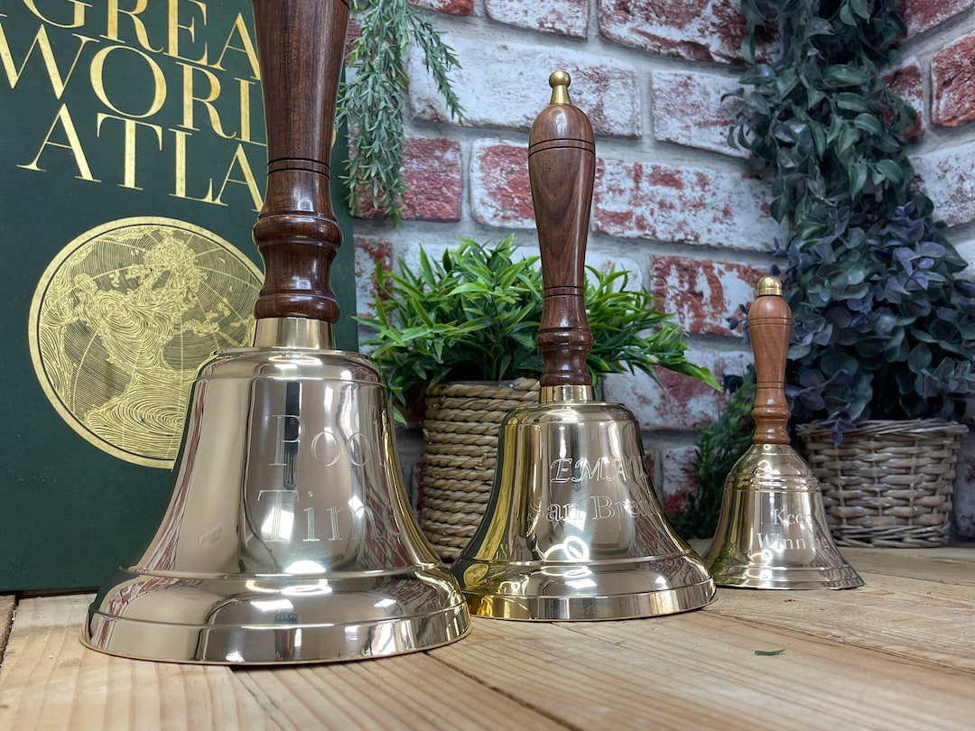 Personalised Brass Hand Bell. Engraved With Your Message Perfect for ...