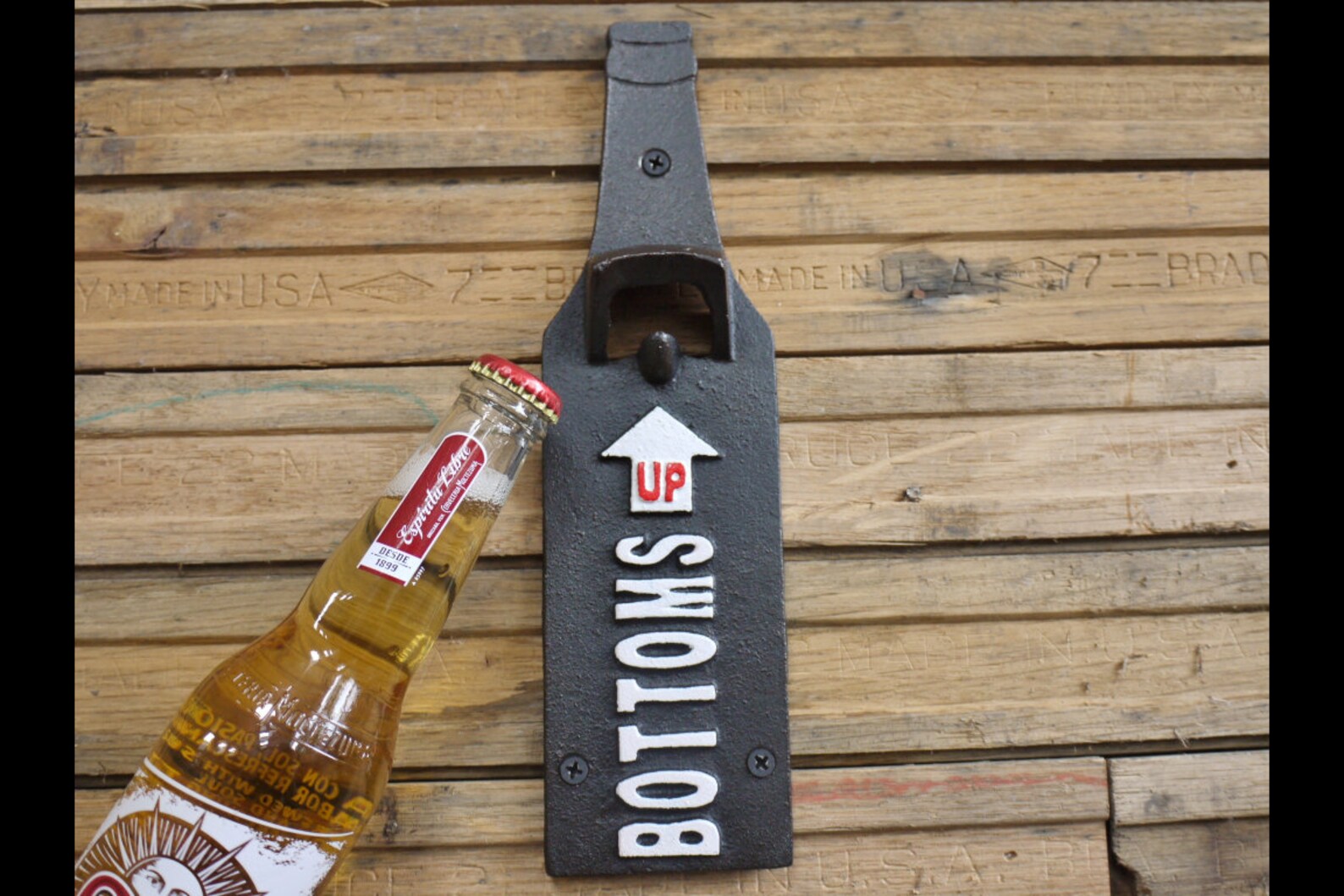 Cast Iron bottoms Up Sign and Bottle Opener | Etsy