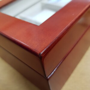 Red Wooden Watch Box With Glass Lid & Lock Holds 5 Watches - Etsy