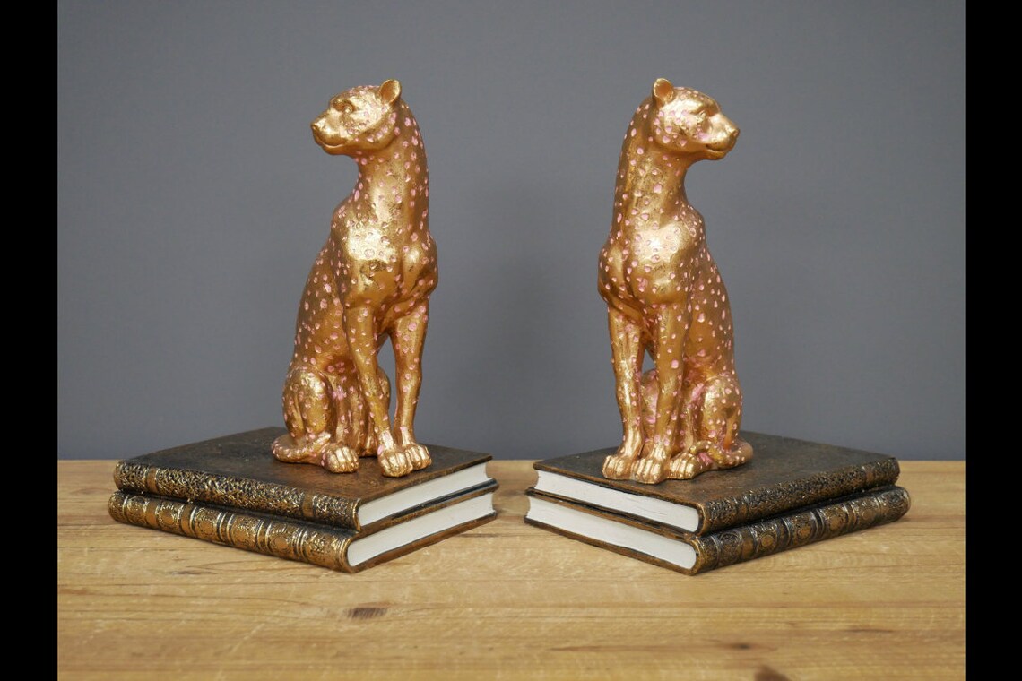 Stunning Pair of Gold/pink Leopard Bookends - Perfect for Birthday ...
