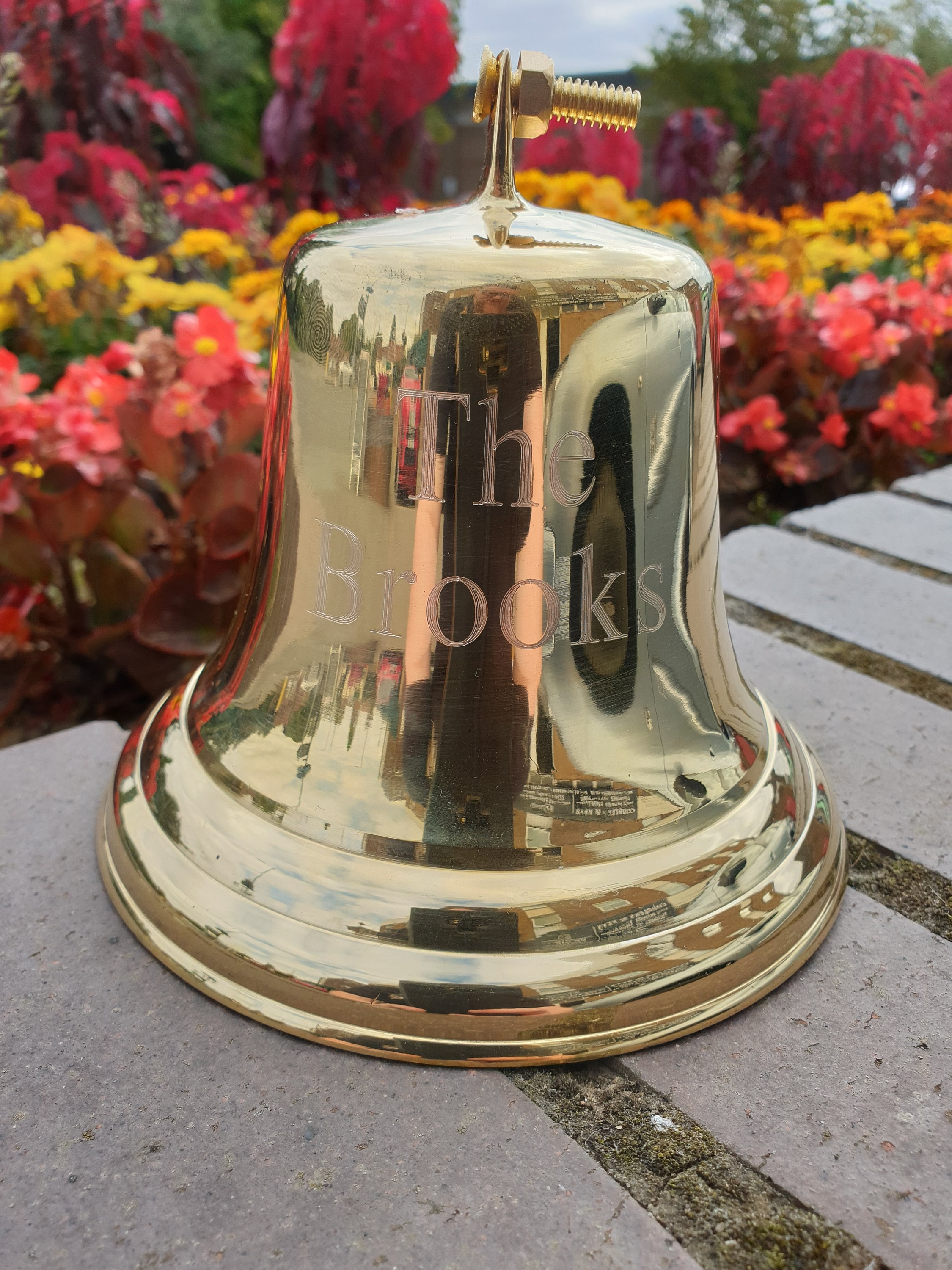 Personalised Brass/chrome Bell With Fittings. Engraved With - Etsy UK