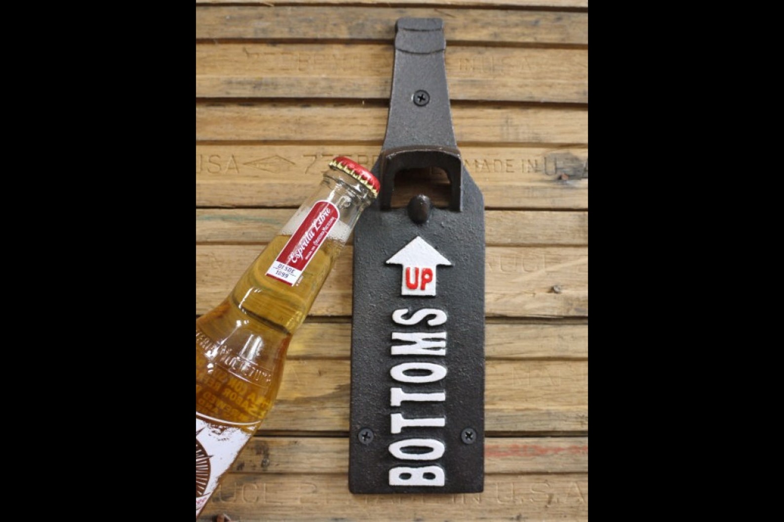 Cast Iron bottoms Up Sign and Bottle Opener | Etsy