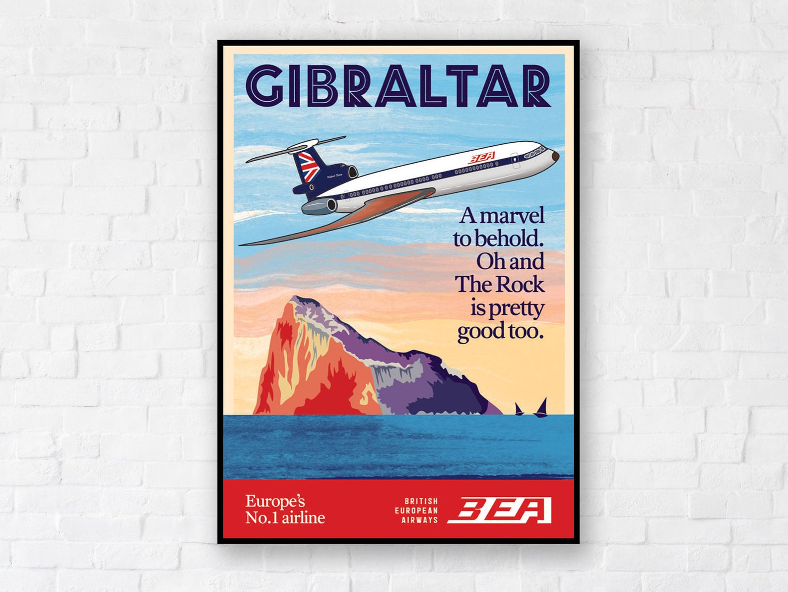 Gibraltar BEA Travel Poster - Etsy