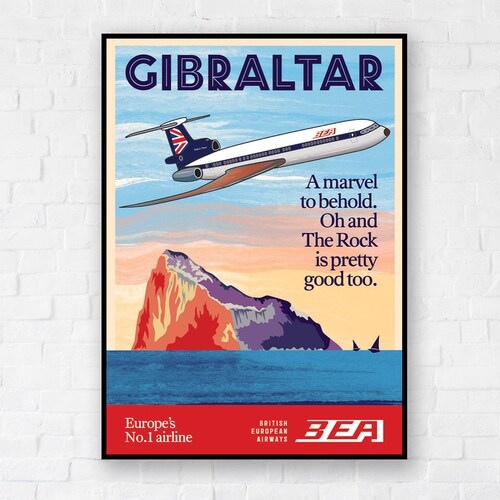 Gibraltar Travel Poster Art Print Wall Art Travel Poster - Etsy