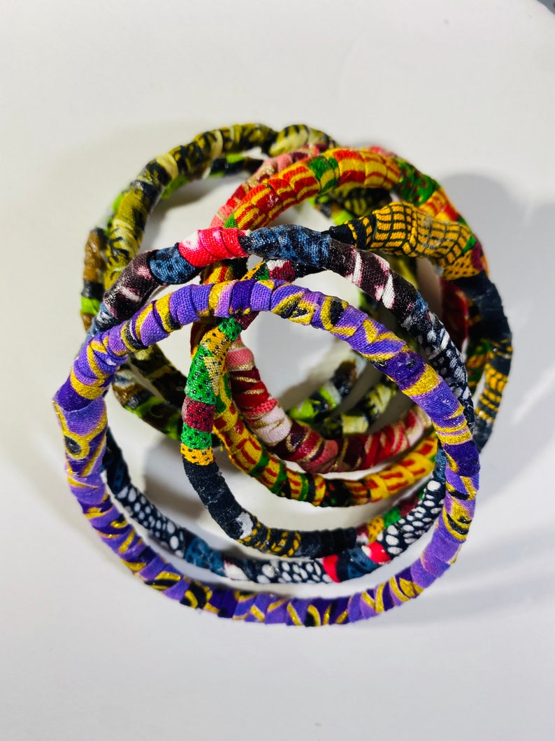 Ankara Wrapped Wire Bangles Unisex African Fabric Bangles - Etsy Israel