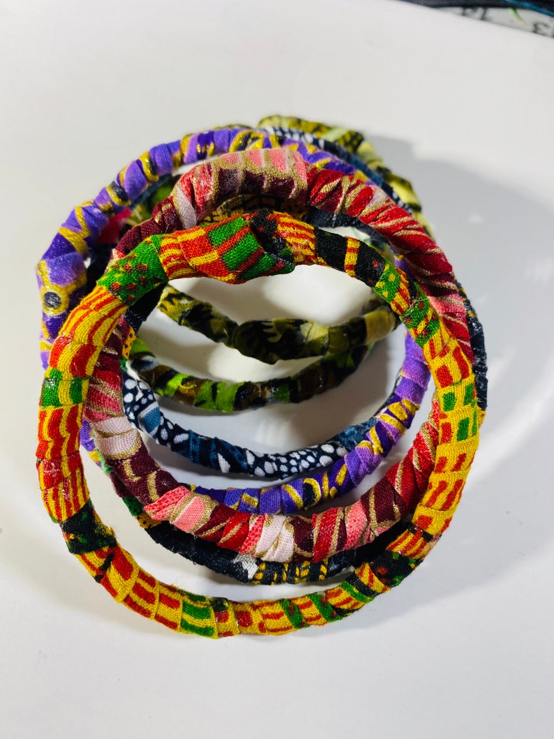 Ankara Wrapped Wire Bangles Unisex African Fabric Bangles - Etsy Israel