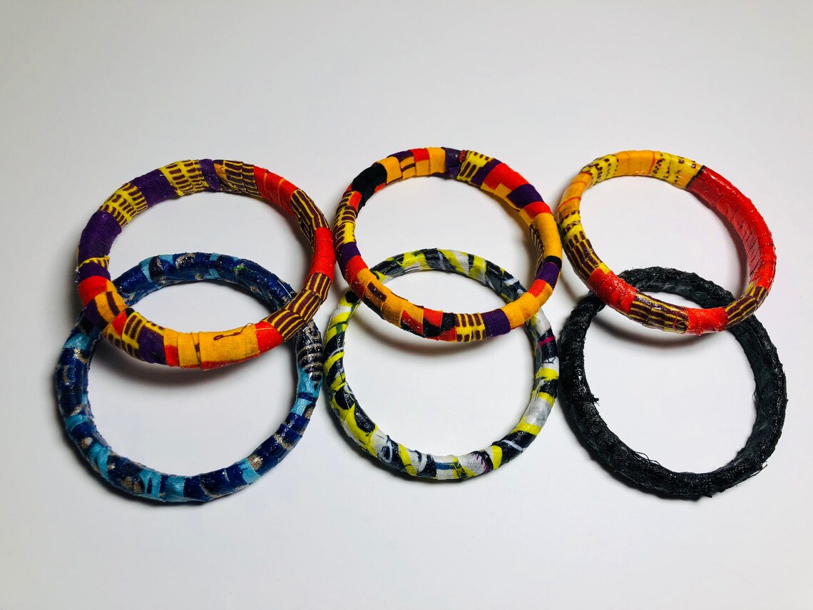 Ankara Fabric Bangles, Multicolored Bangles Bracelets, Handmade Fabric ...