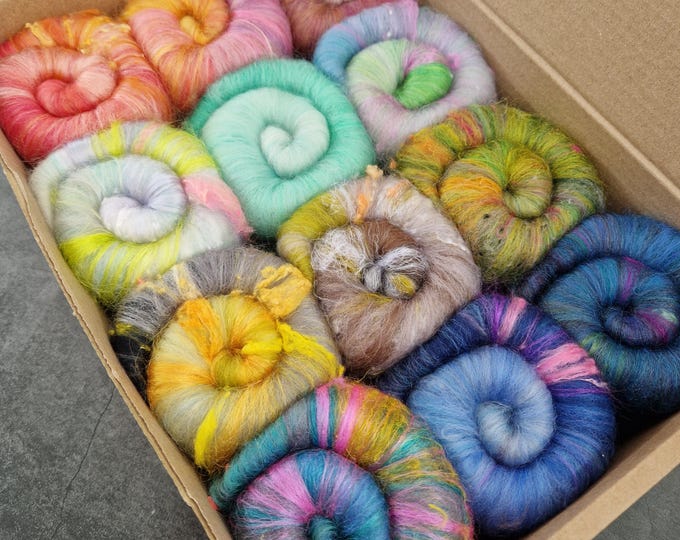 Mini Batts for Spinning and Felting 12 X 25g/0.88oz Merino Wool and ...