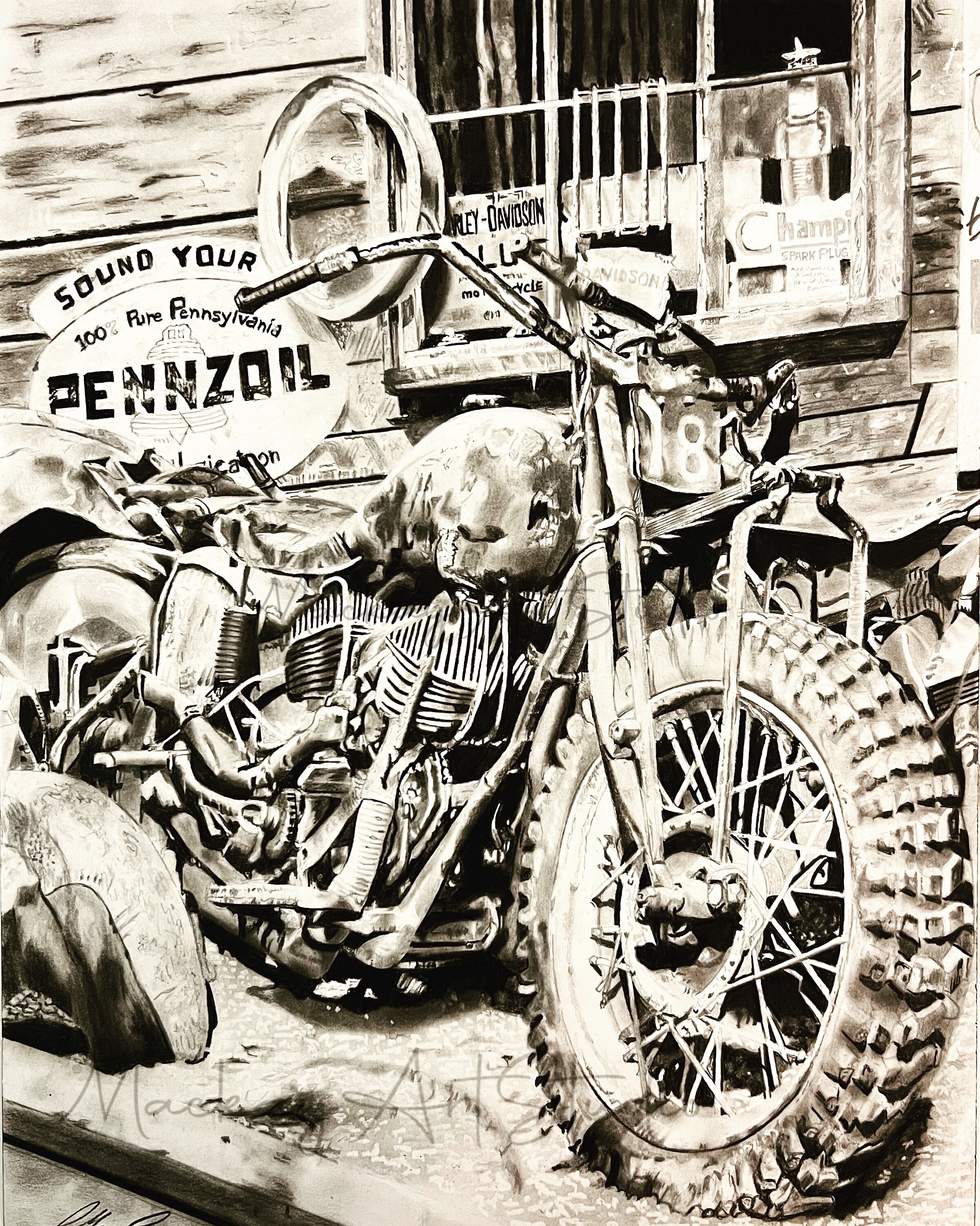 Harley Davidson Motorcycles Drawings