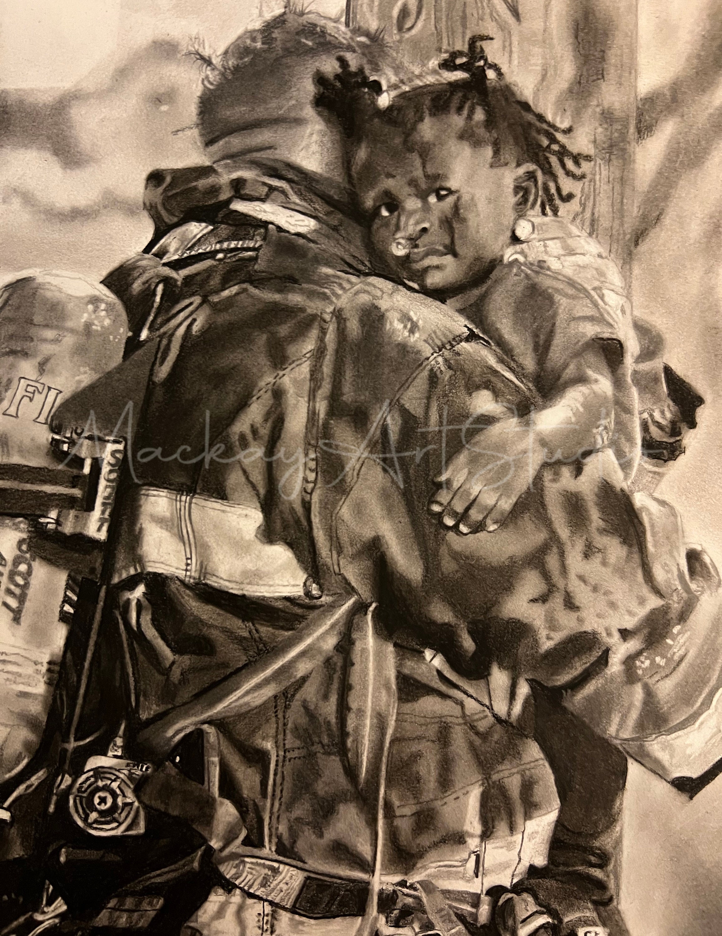 Fireman, Pencil Drawing of Fireman, Fireman Heroes, Fireman Custom ...