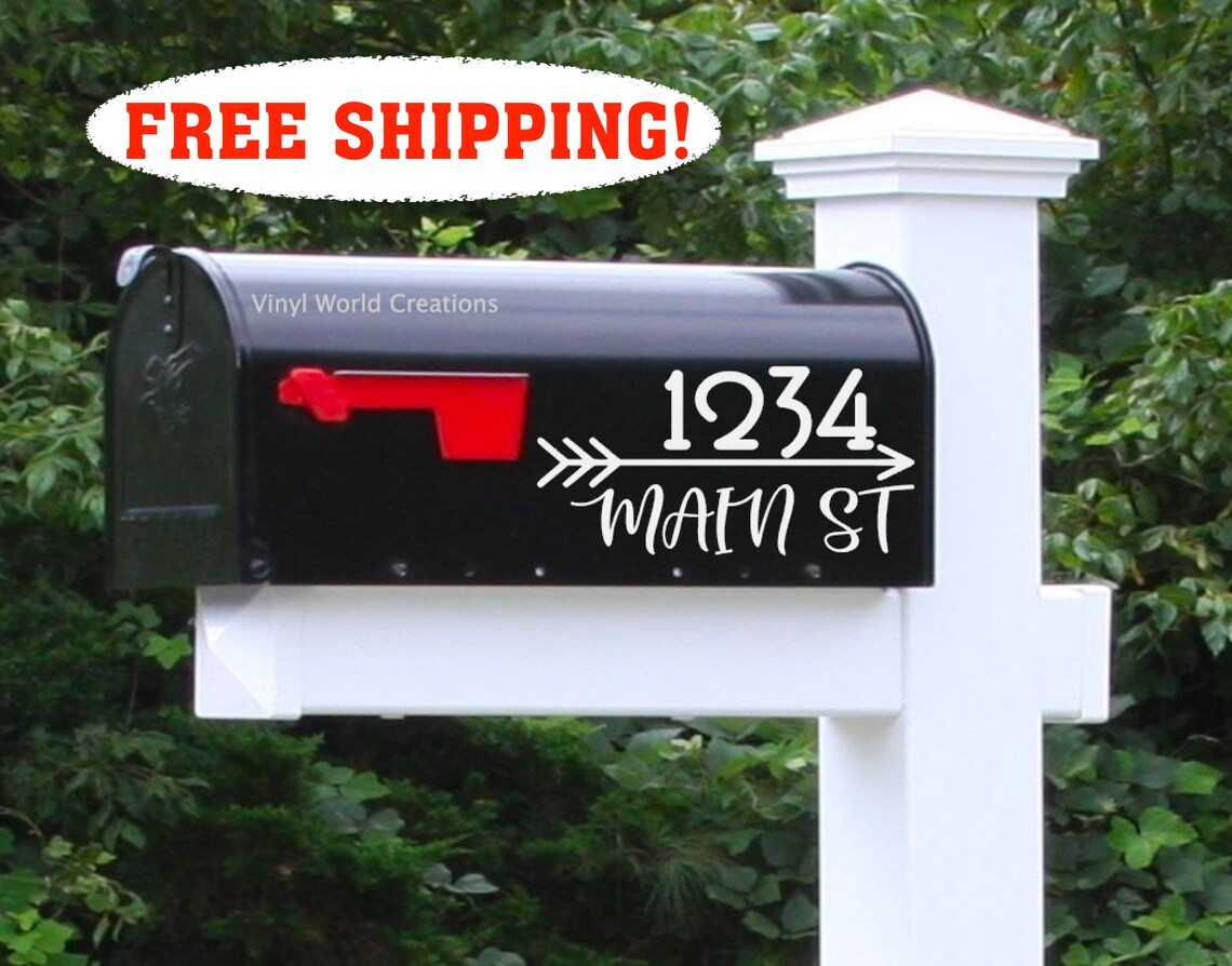MAILBOX DECAL With Arrow/ Mail Box Address Decal/ Personalized Mailbox ...