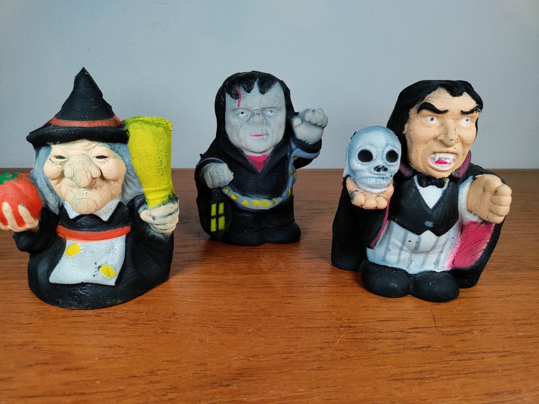 Vintage TELCO Halloween Foam Monsters 1988 Frankenstein Witch Dracula ...