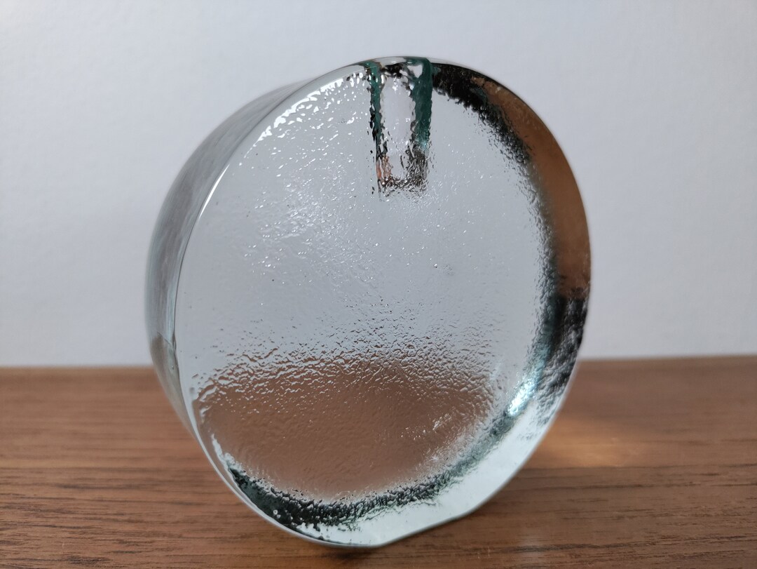 Blenko? Walther? MCM Glass Clear Puck Bud Vase Candle Holder Vintage ...