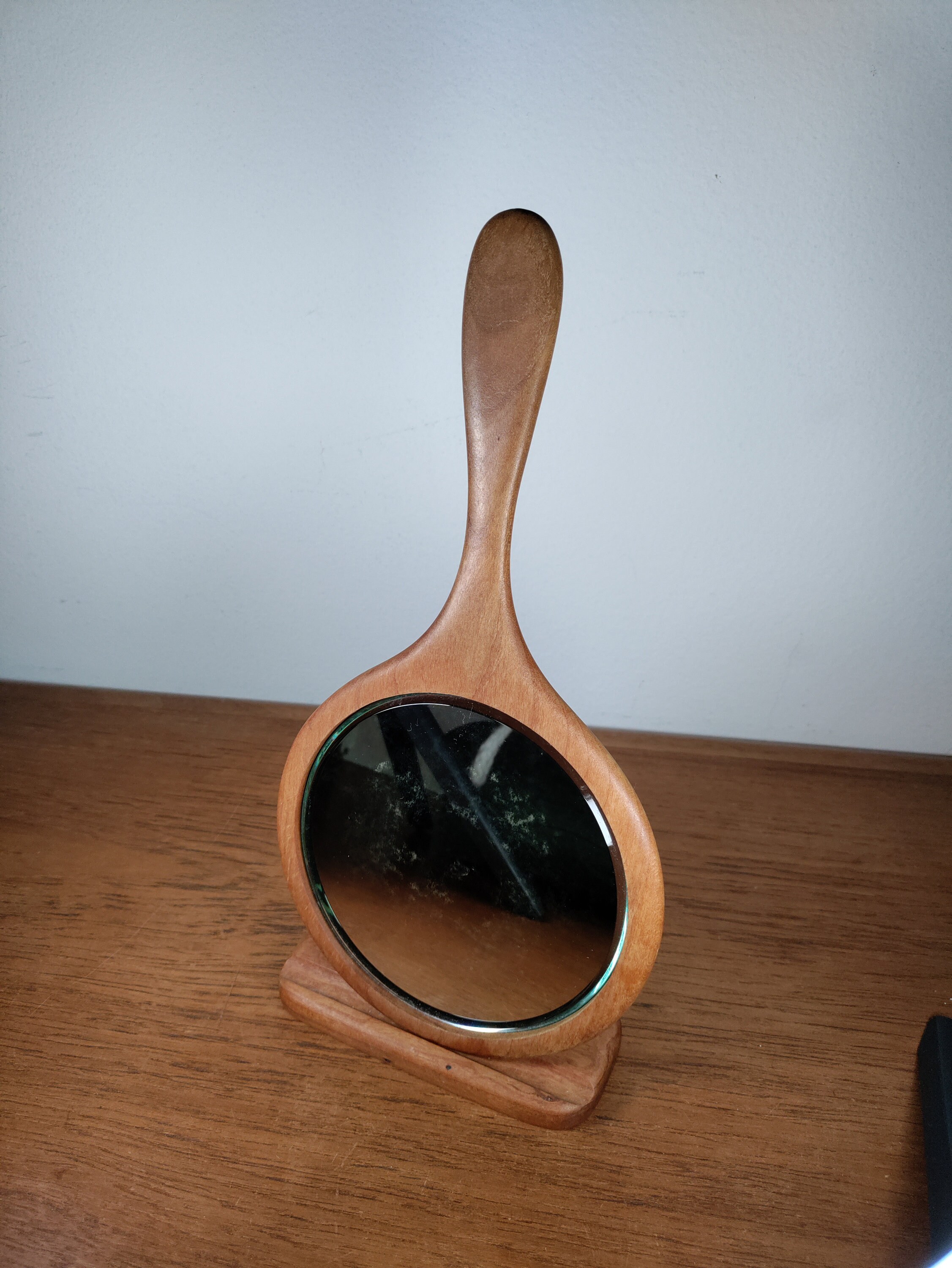 Danish Teak Wood Hand Mirror on Stand MCM Home Decor - Etsy