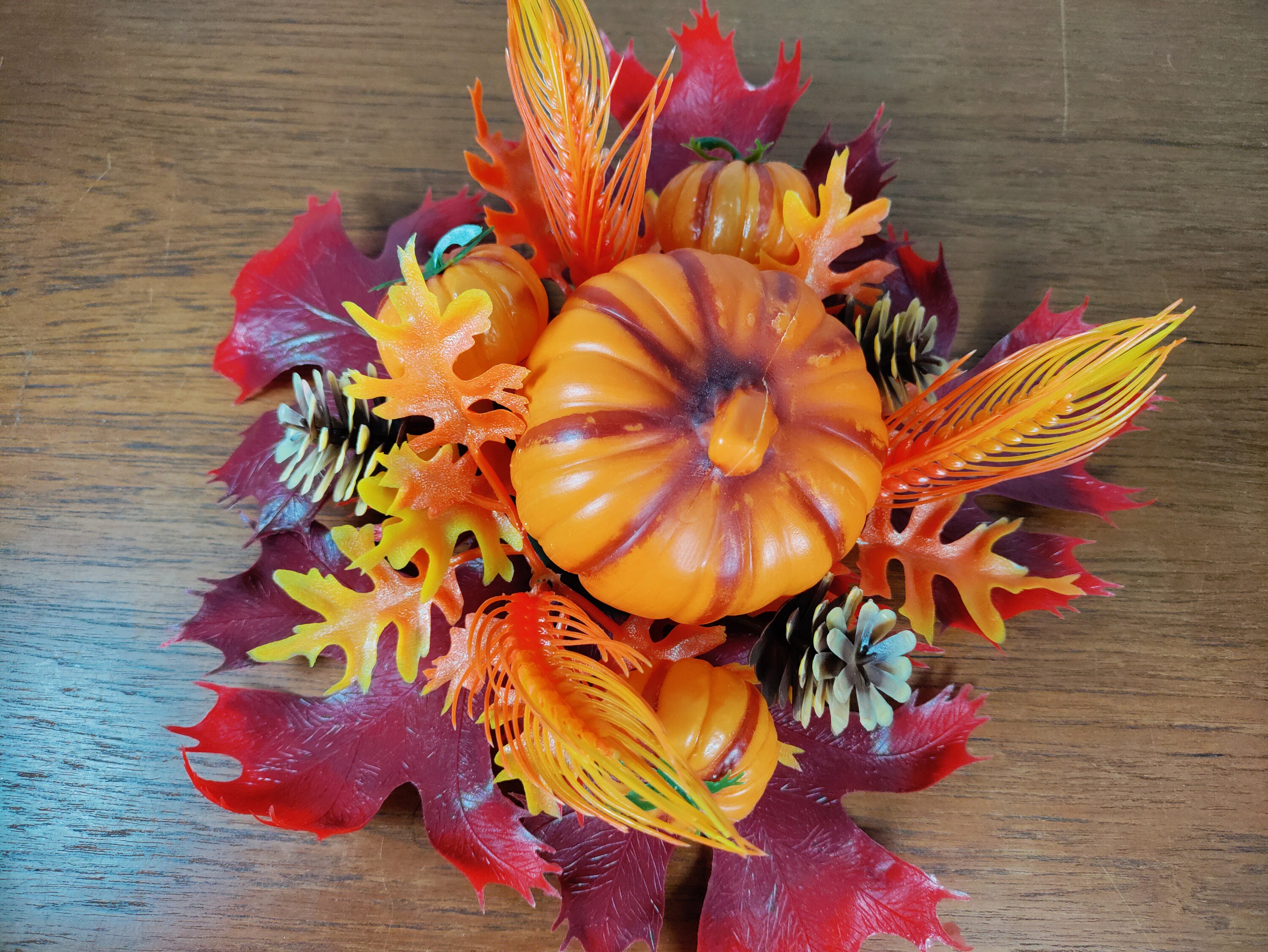 Vintage Blow Mold Plastic Fall Halloween Pumpkin Centerpiece Leaf ...