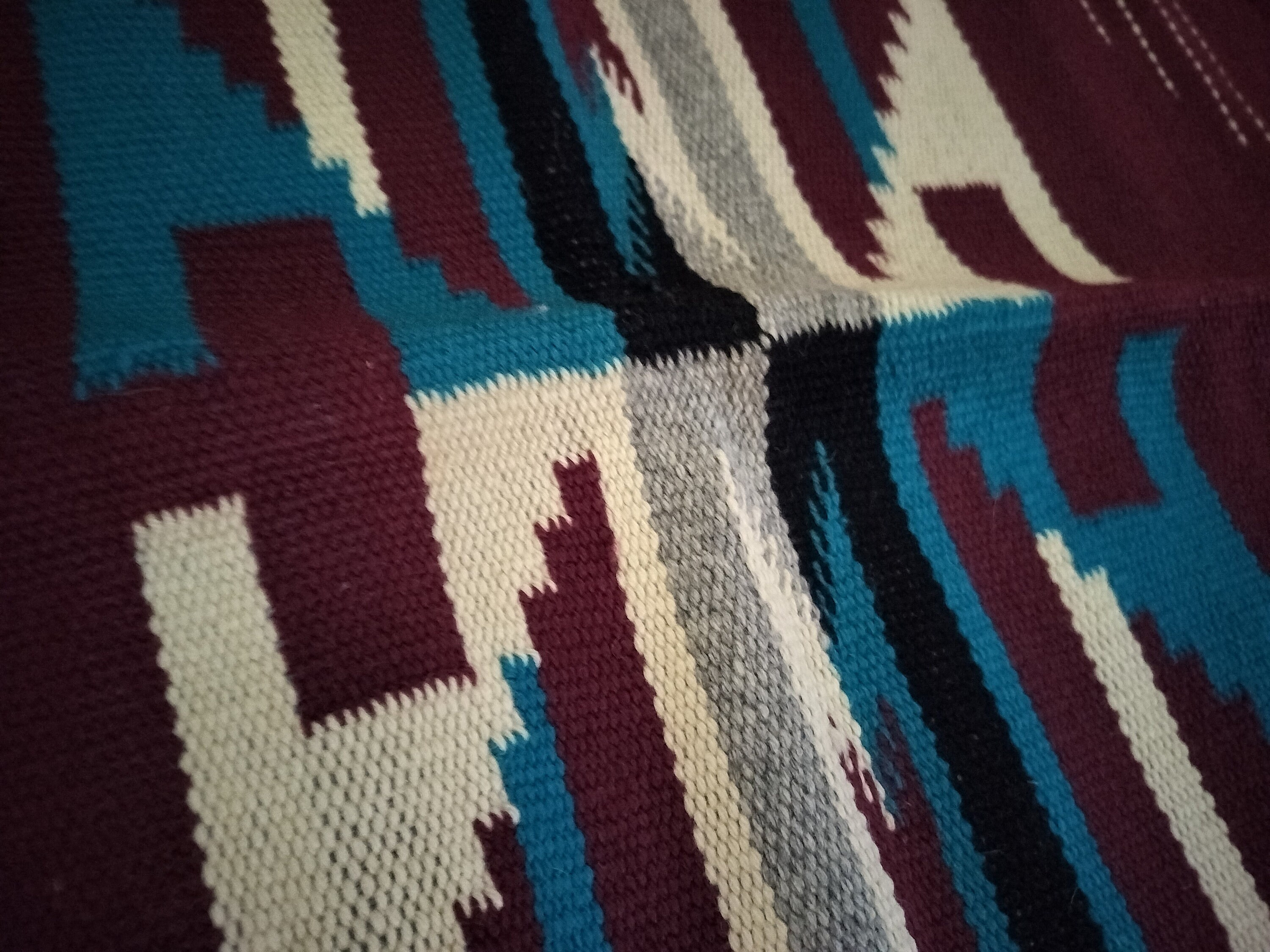 Vintage Chimayo Eye Dazzler Mexican Native American Hand Woven Blanket ...