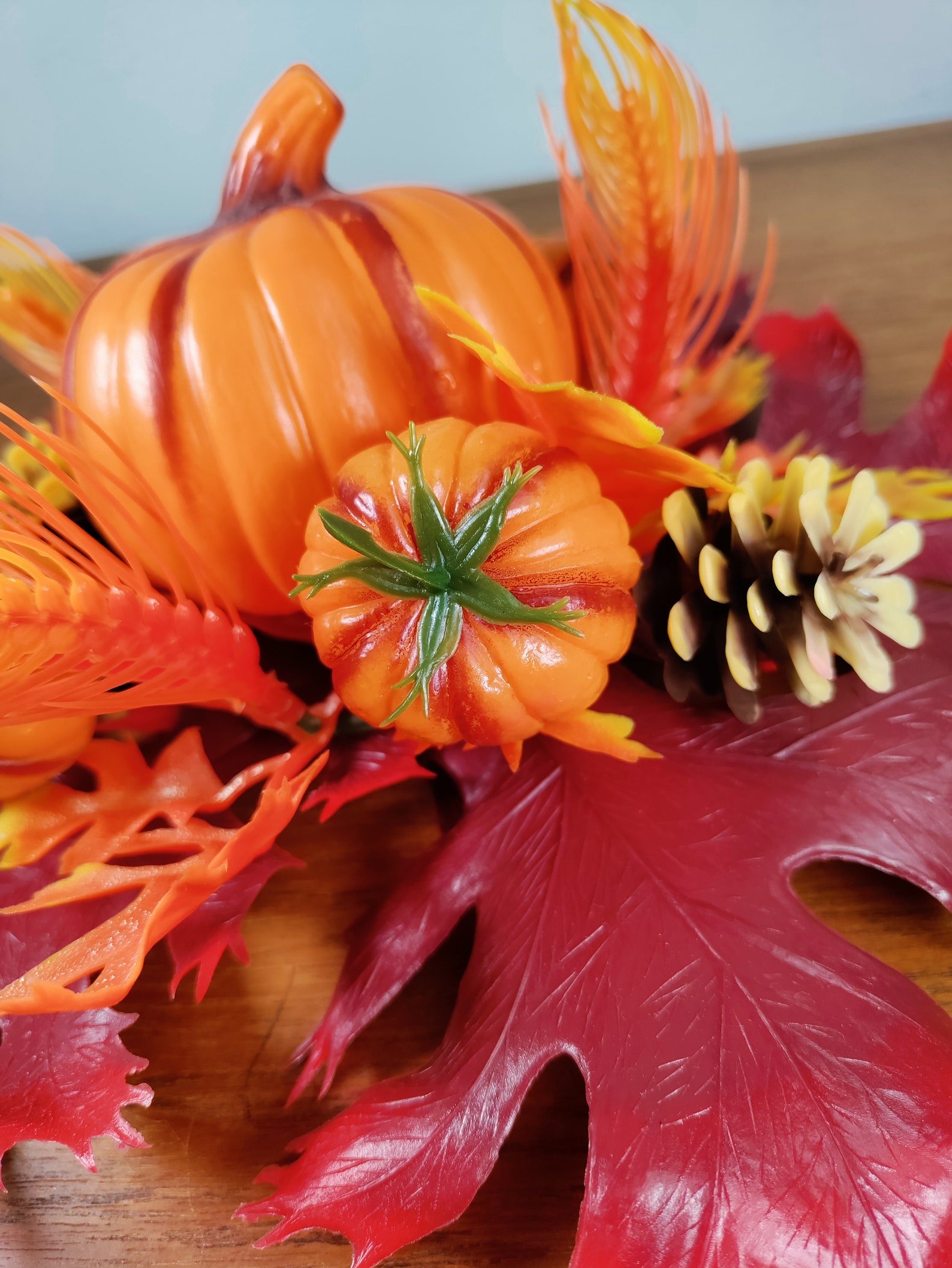 Vintage Blow Mold Plastic Fall Halloween Pumpkin Centerpiece Leaf ...