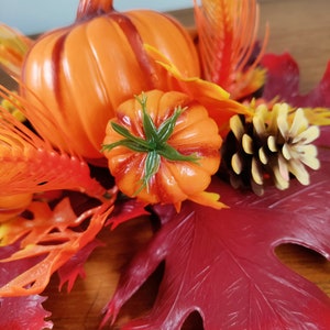 Vintage Blow Mold Plastic Fall Halloween Pumpkin Centerpiece Leaf ...