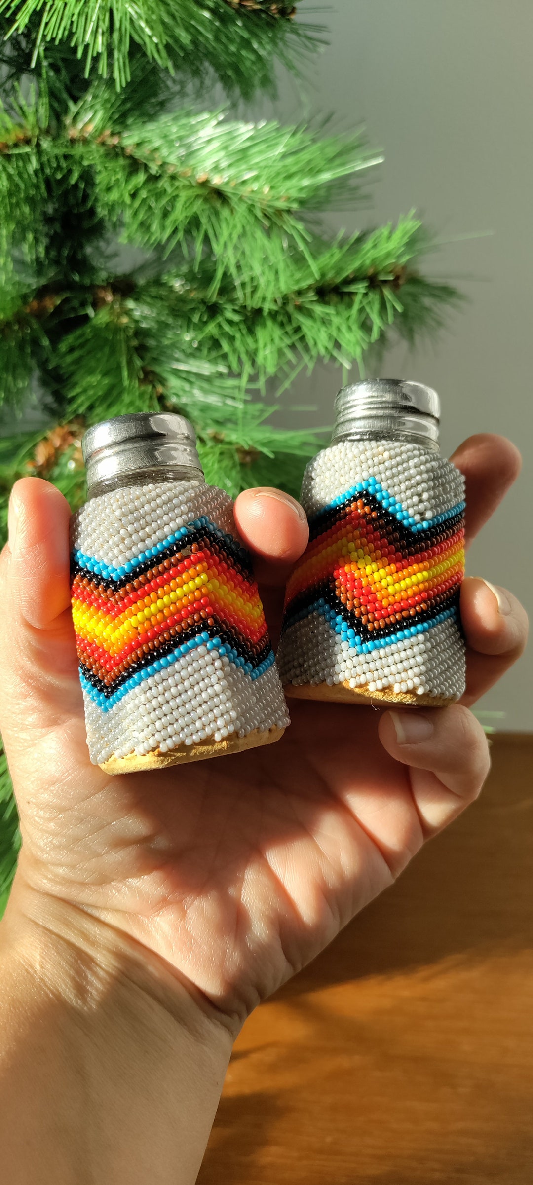 Vintage Native Bead Work Beaded Southwest Salt & Pepper Shakers - Etsy