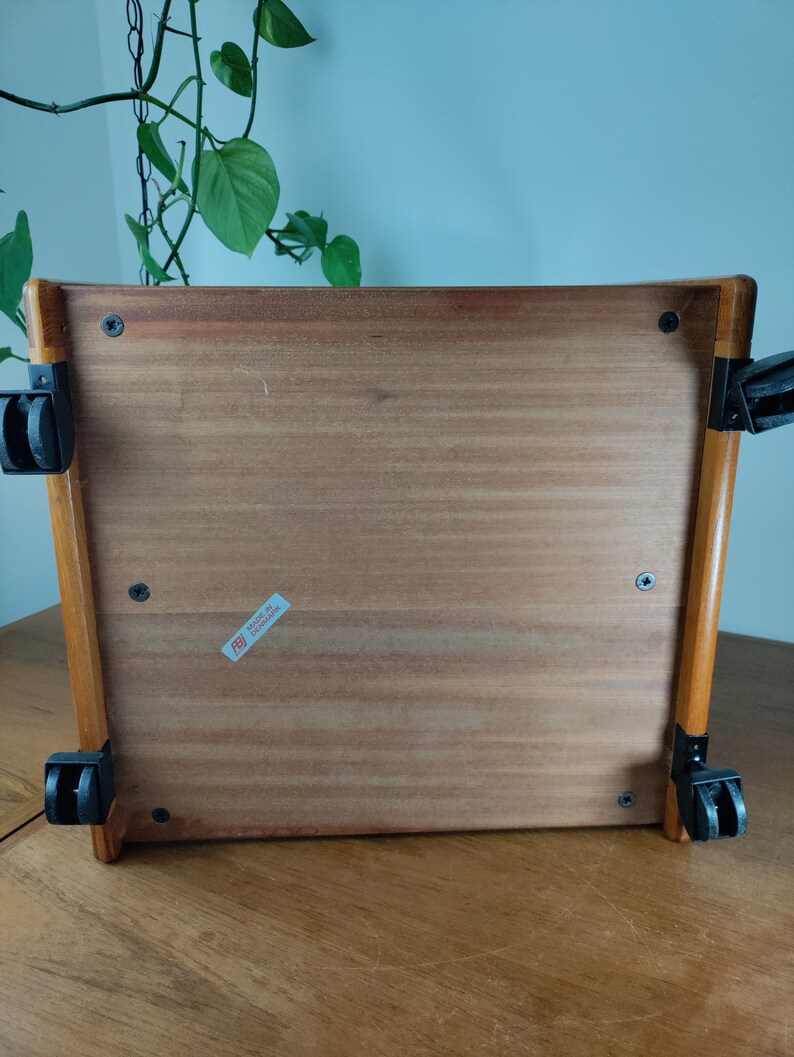 Danish Teak Rolling Table Magazine Rack W/ HEMP Sling FBJ MOBLER ...
