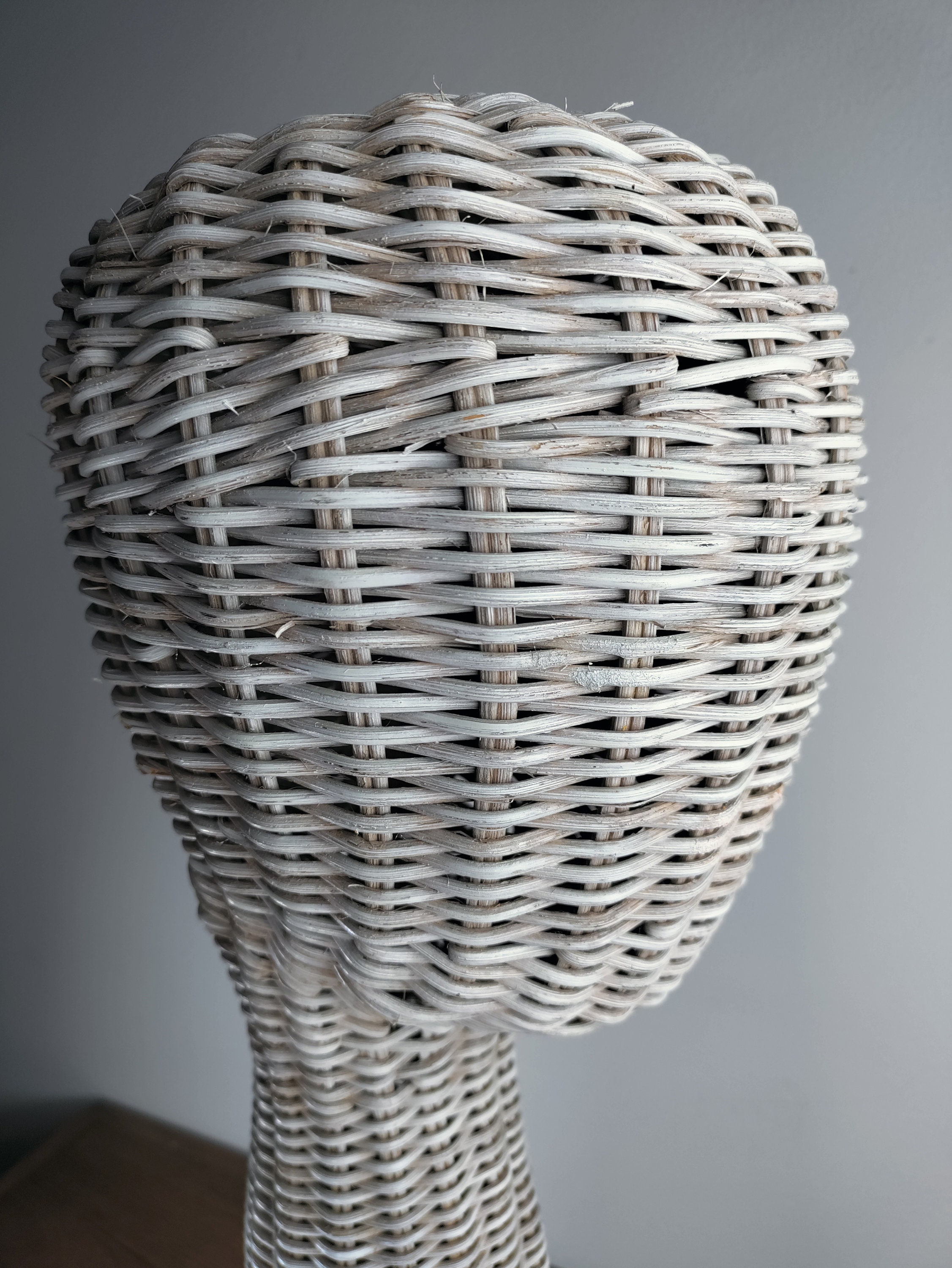 Vintage Wicker Rattan Mannequin Head Hat Wig Display 24 HONG KONG - Etsy