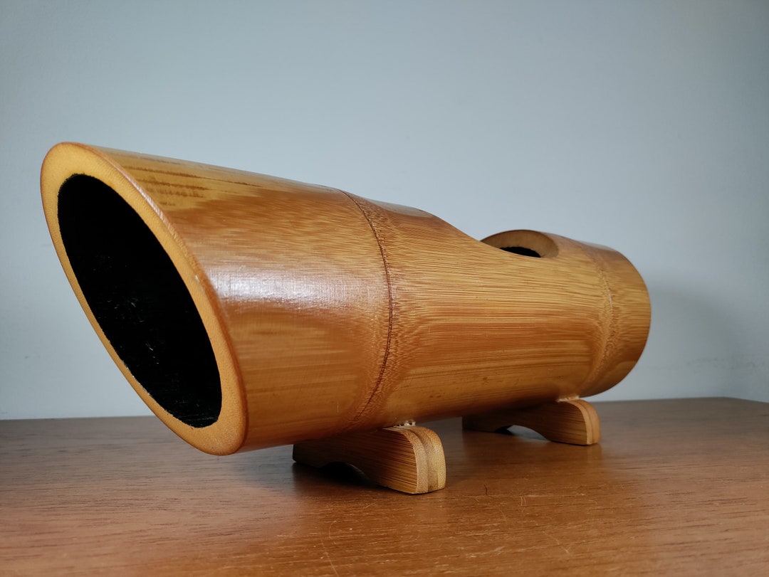 Vintage Bamboo Ikebana Flower Vase Vessel Arrangement Kado Japan Frog ...