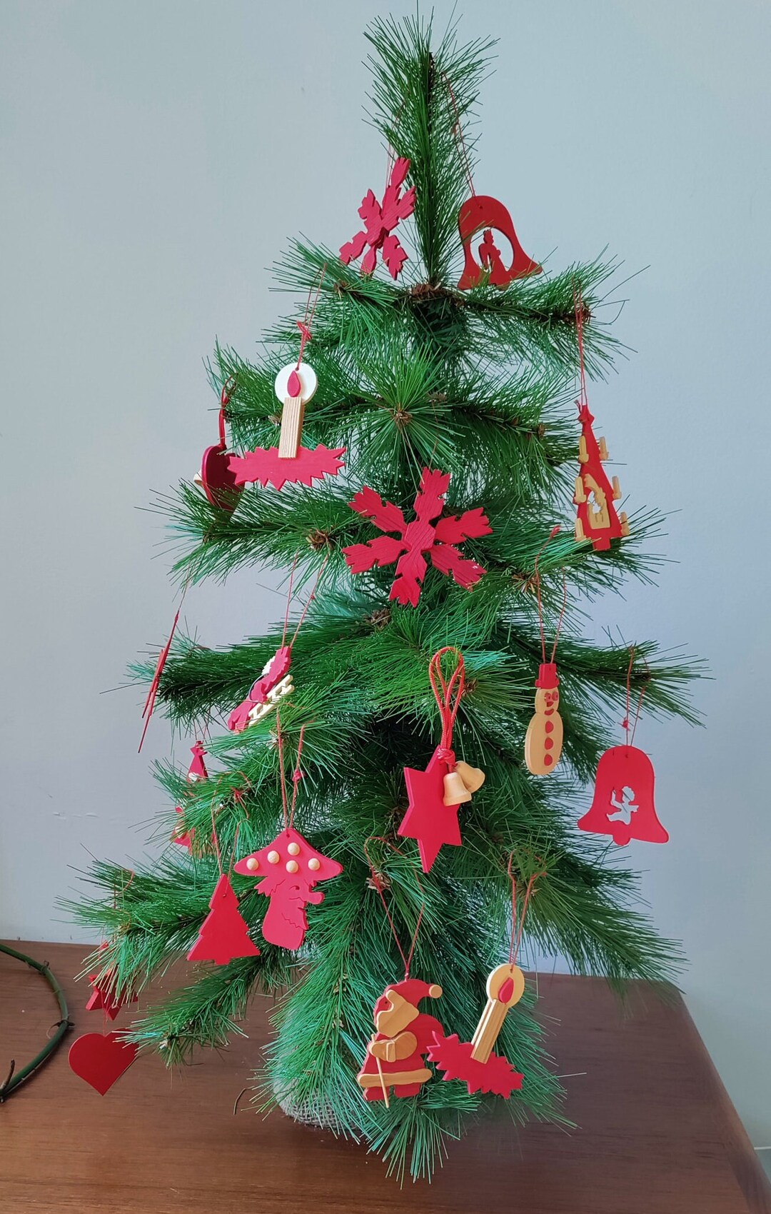 Handmade Scandinavian Christmas Wooden Cutout Jul Tree 18 Ornaments ...