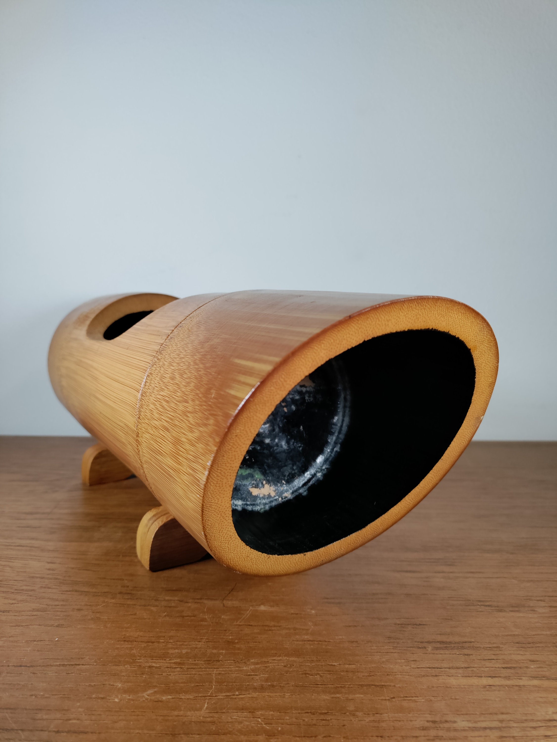 Vintage Bamboo Ikebana Flower Vase Vessel Arrangement Kado Japan Frog ...