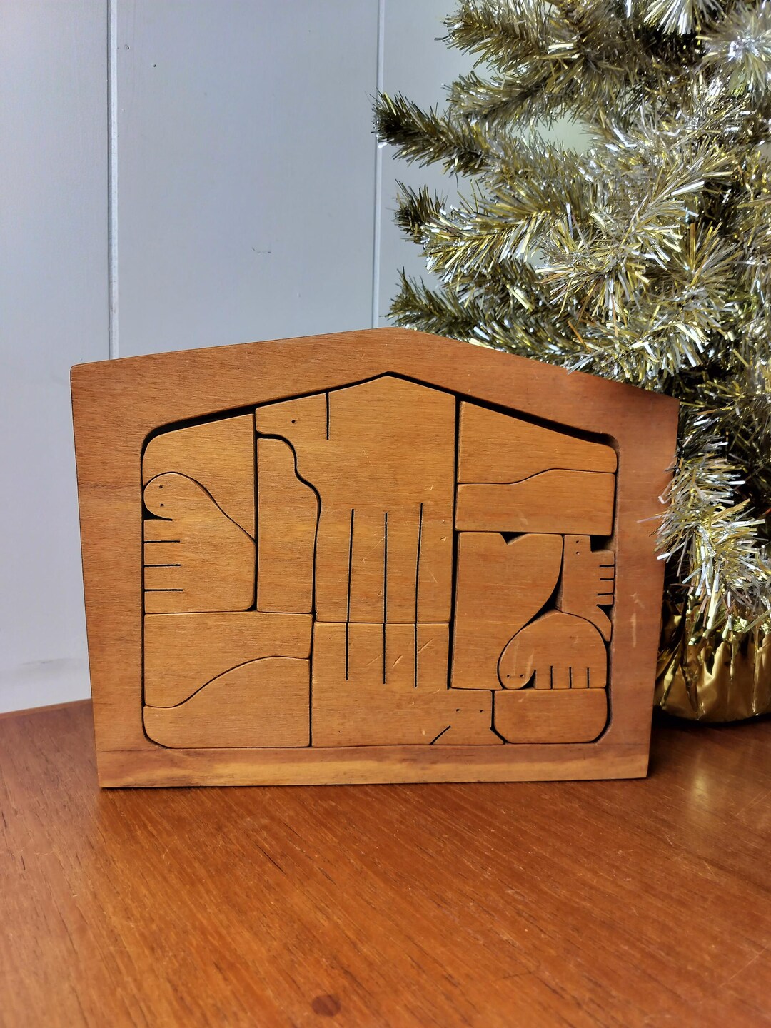 Vintage Wooden Nativity Puzzle Minimalist Christmas Home Decor - Etsy