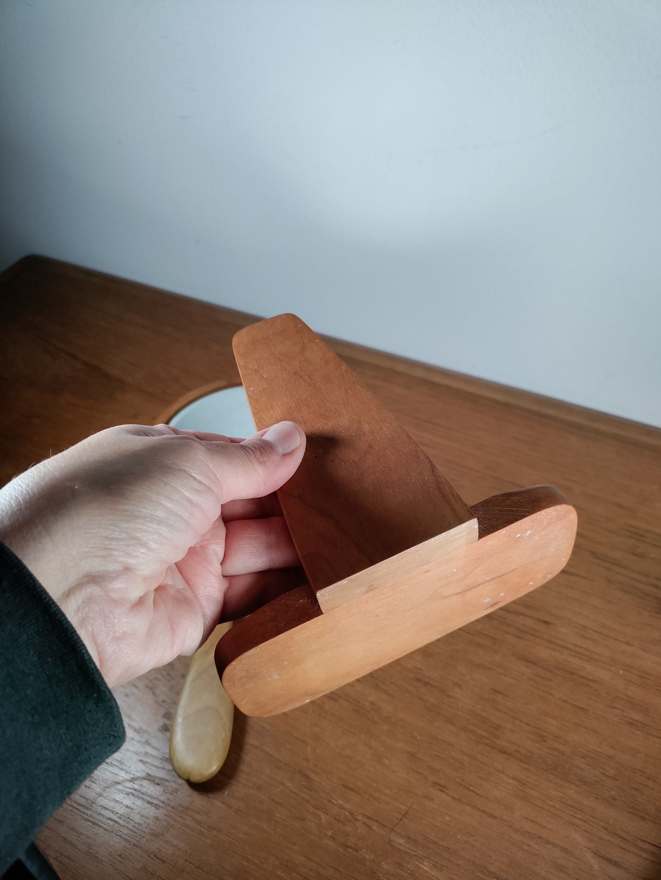 Danish Teak Wood Hand Mirror on Stand MCM Home Decor - Etsy