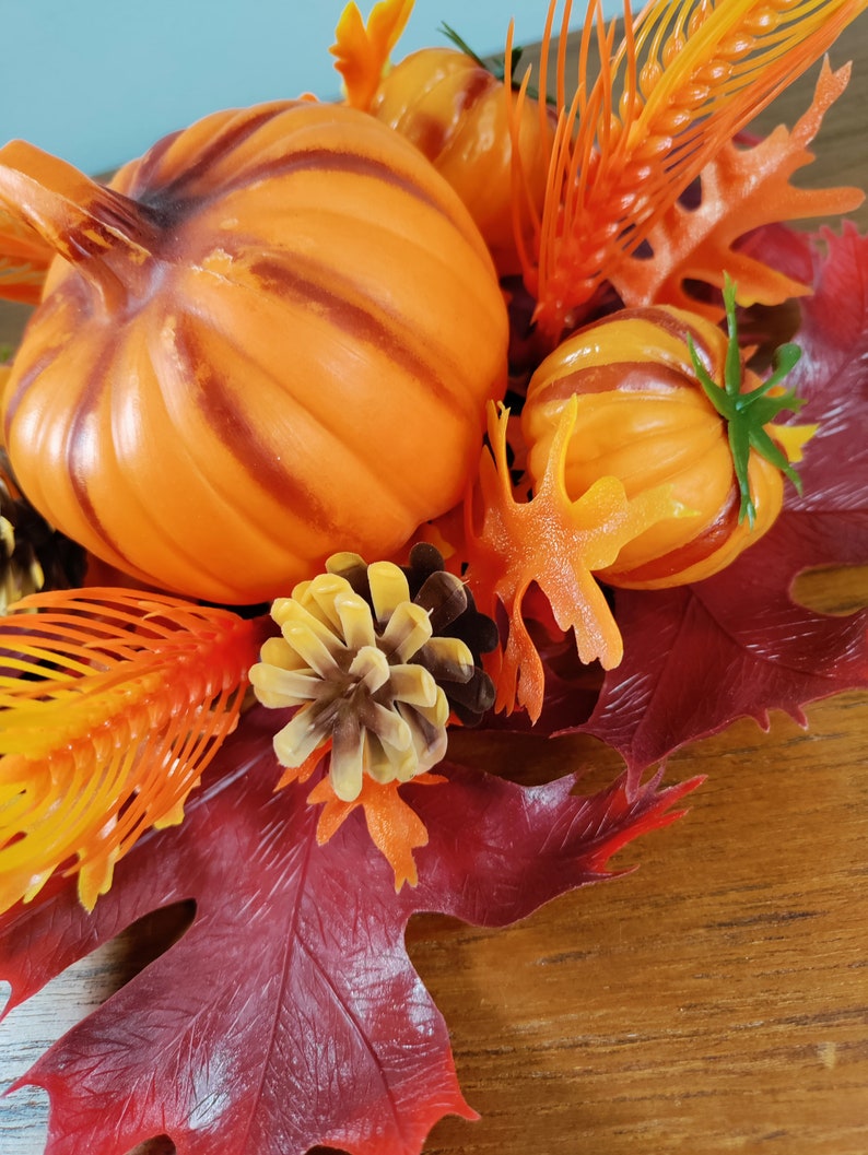 Vintage Blow Mold Plastic Fall Halloween Pumpkin Centerpiece Leaf ...