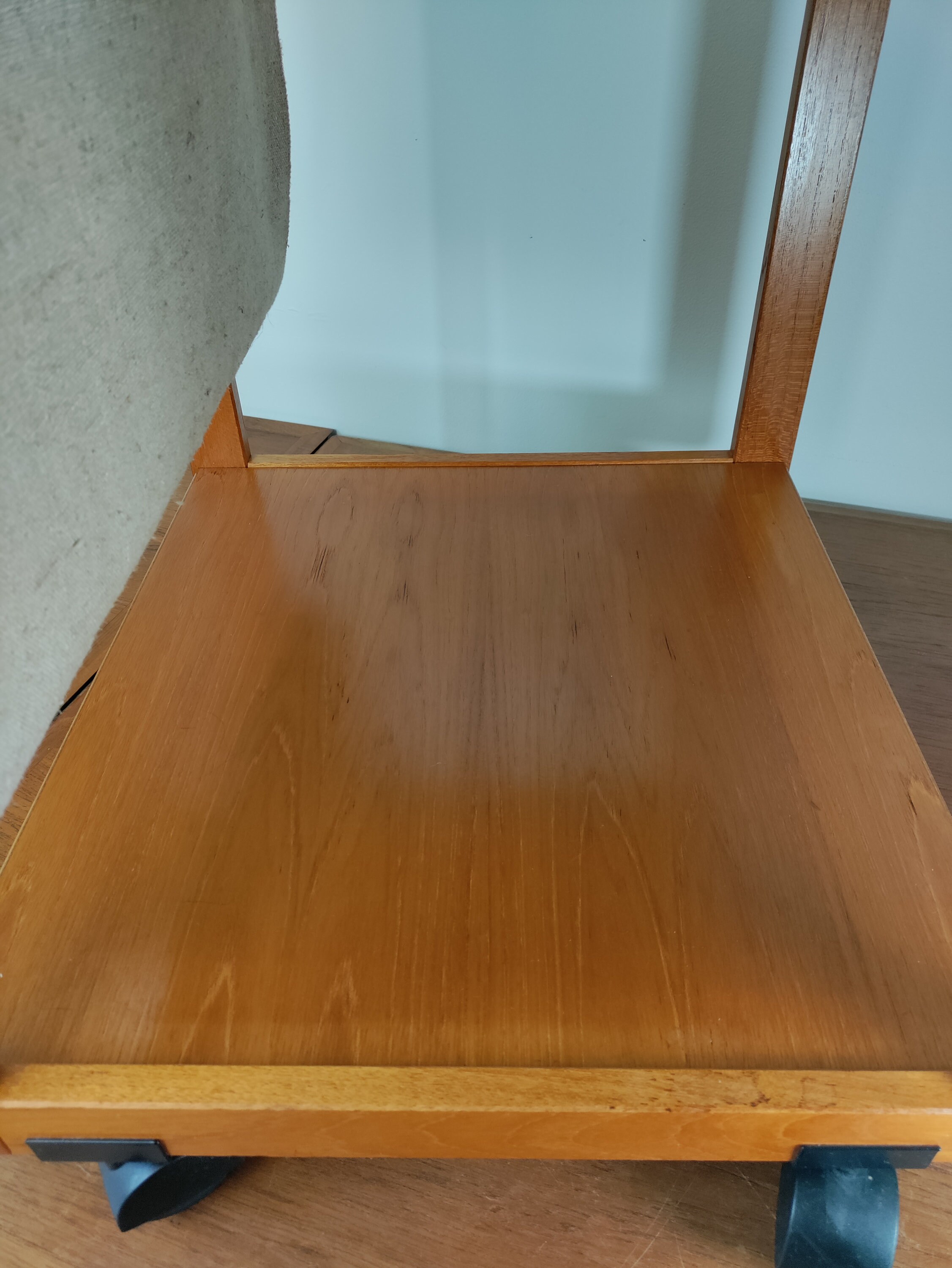 Danish Teak Rolling Table Magazine Rack W/ HEMP Sling FBJ MOBLER ...