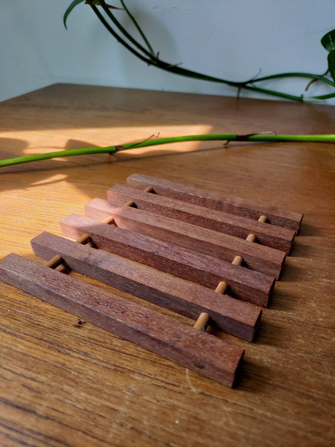 Vintage Mid-century Teak Slatted Wood Trivet Kettle Pad Danish ...